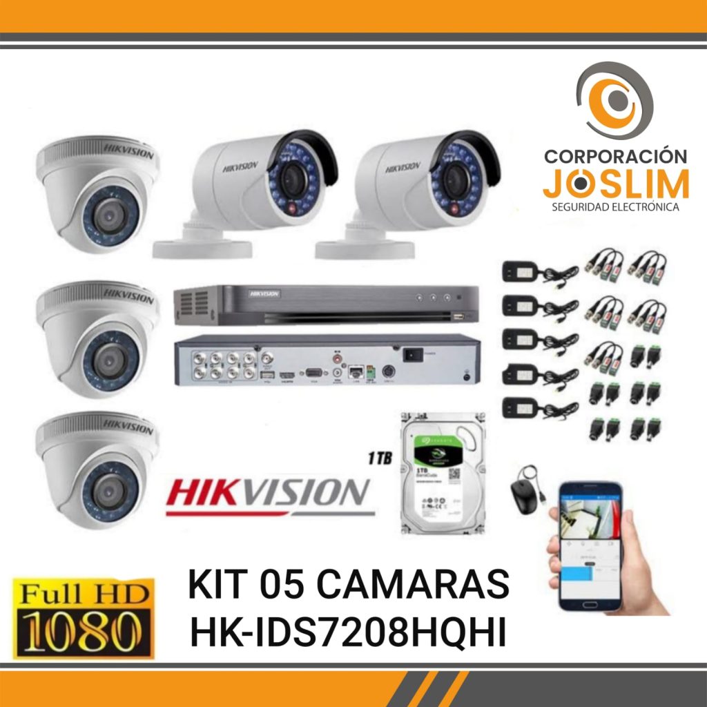 KIT DE 05 CAMARAS HIKVISION FULL HD 1080P - Corporación Joslim